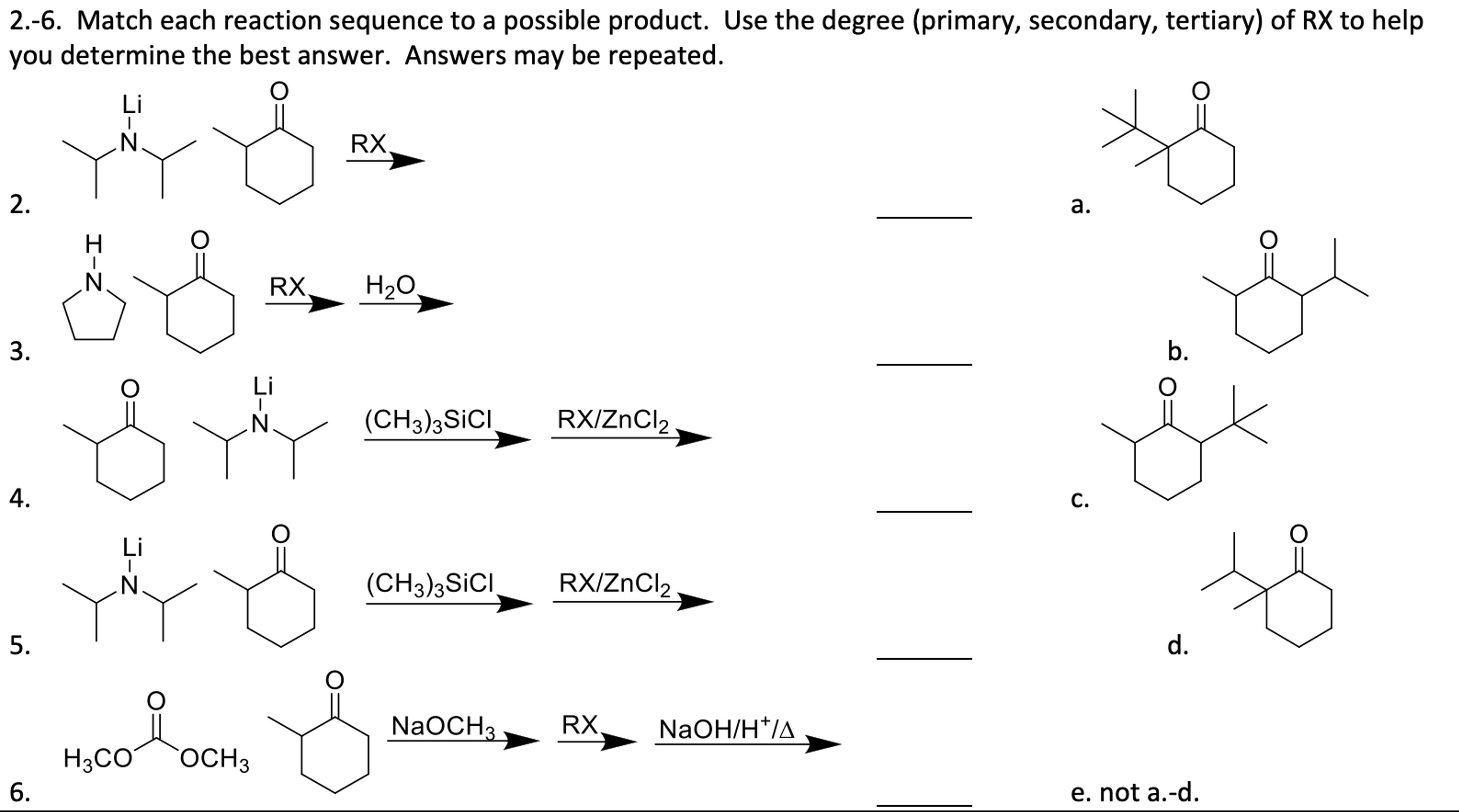 Solved 2.-6. ﻿Match each reaction sequence to a possible | Chegg.com