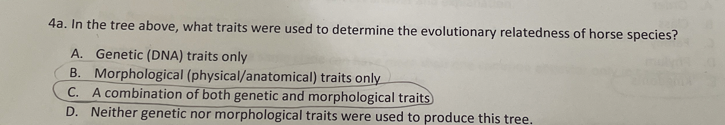 Solved 4a. ﻿In the tree above, what traits were used to | Chegg.com