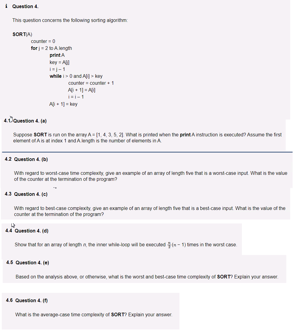 Solved i Question 4.This question concerns the following | Chegg.com