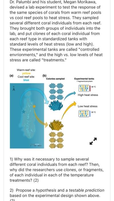 Solved Dr. Palumbi and his student, Megan Morikawa, devised | Chegg.com