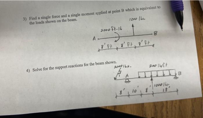 3) Find a single force and a single moment anplied at | Chegg.com