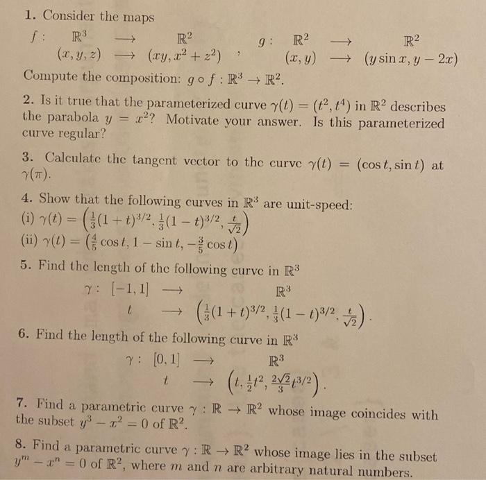 Solved 9: R2 9 9 1. Consider the maps 1: R3 R? -> R2 (2,y,z) | Chegg.com