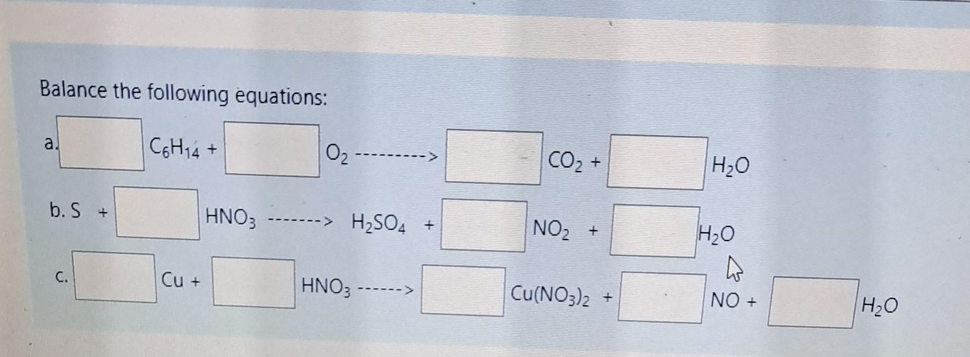Solved Balance the following equations: | Chegg.com