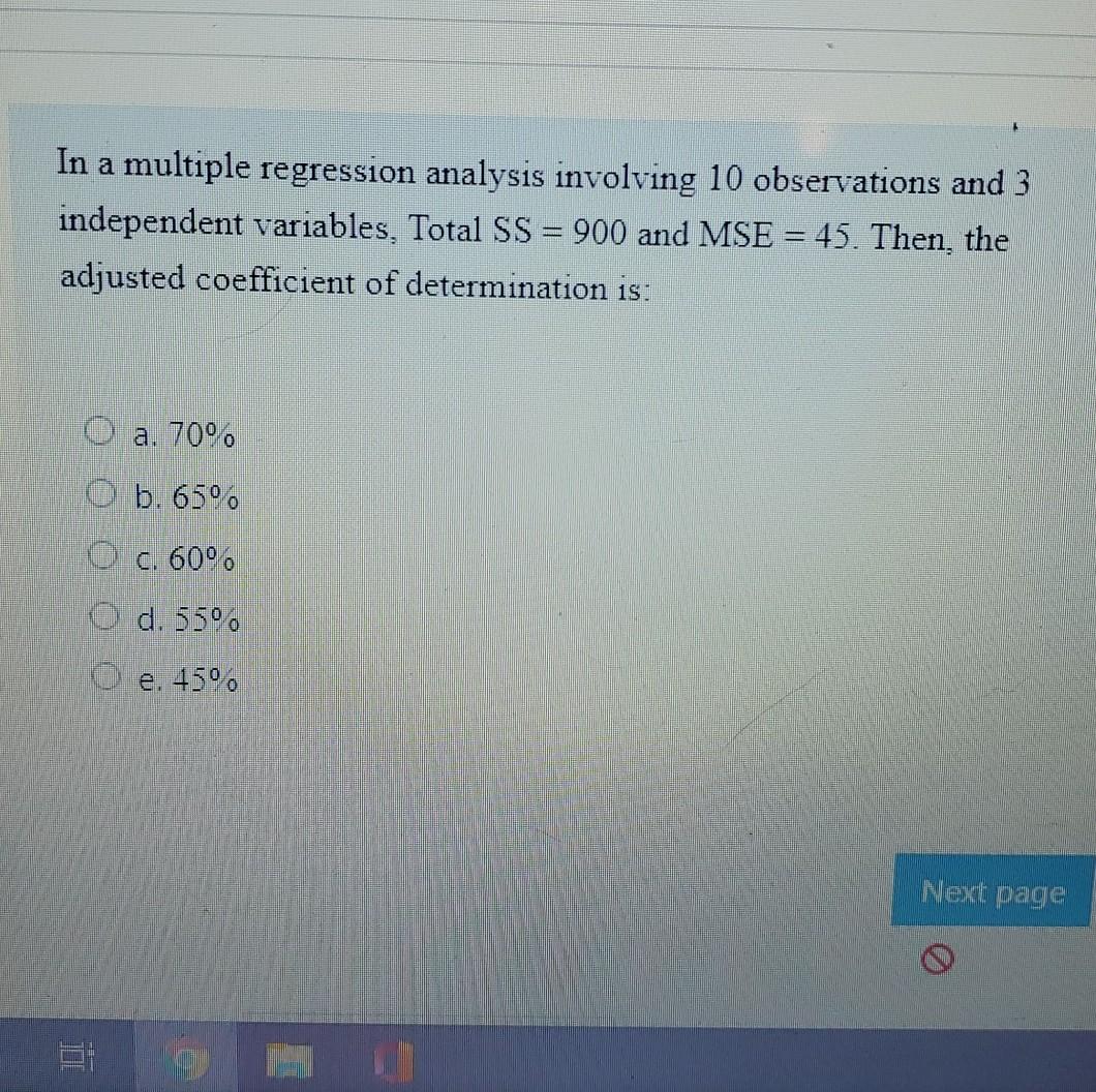 Solved In a multiple regression analysis involving 10 | Chegg.com