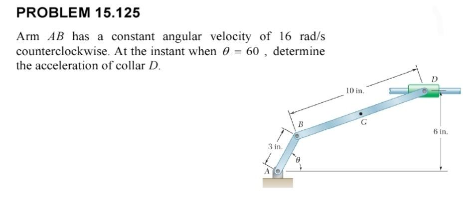 Solved Arm AB has a constant angular velocity of 16rad/s | Chegg.com