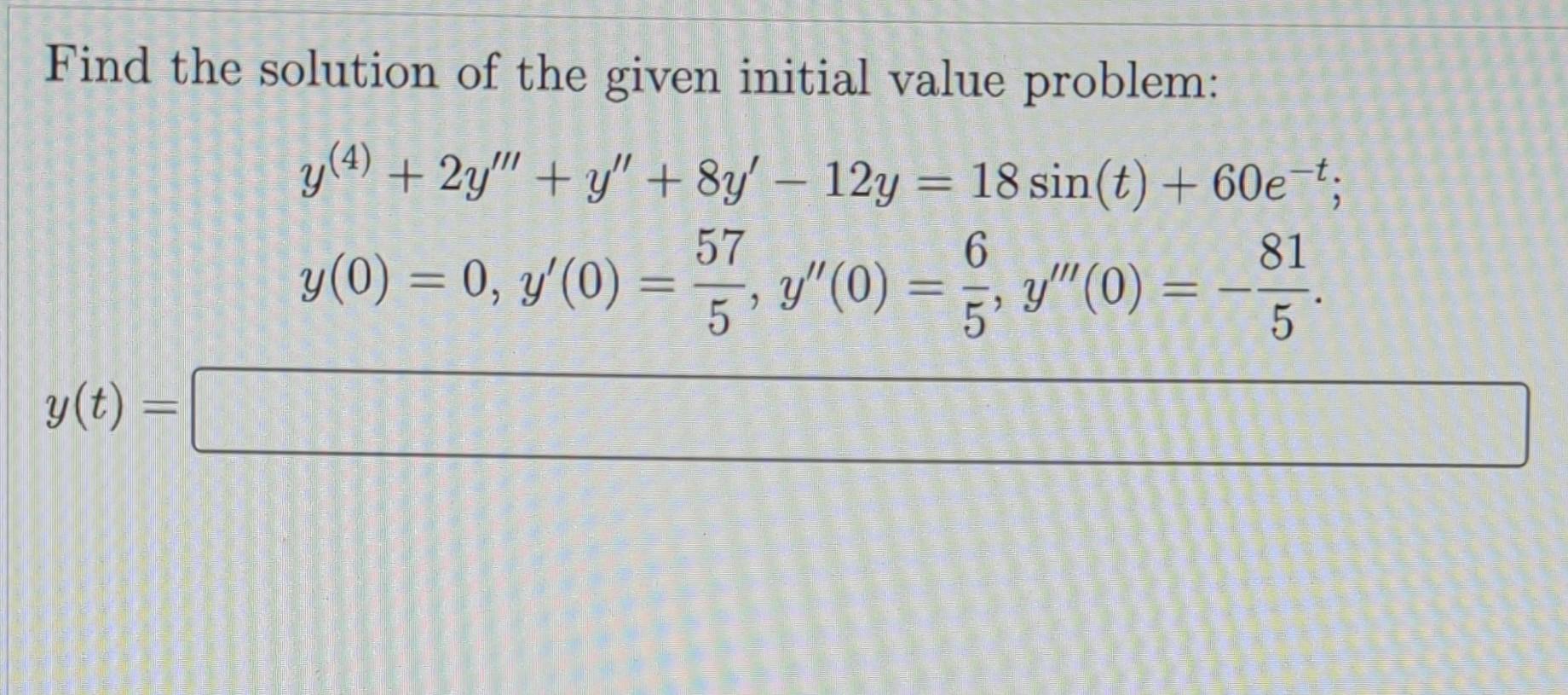 Solved Find the solution of the given initial value problem: | Chegg.com