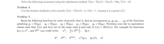 Solved Solve the following recurrence using the substitution | Chegg.com