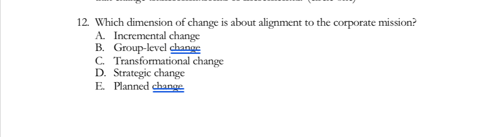 Solved Which dimension of change is about alignment to the | Chegg.com