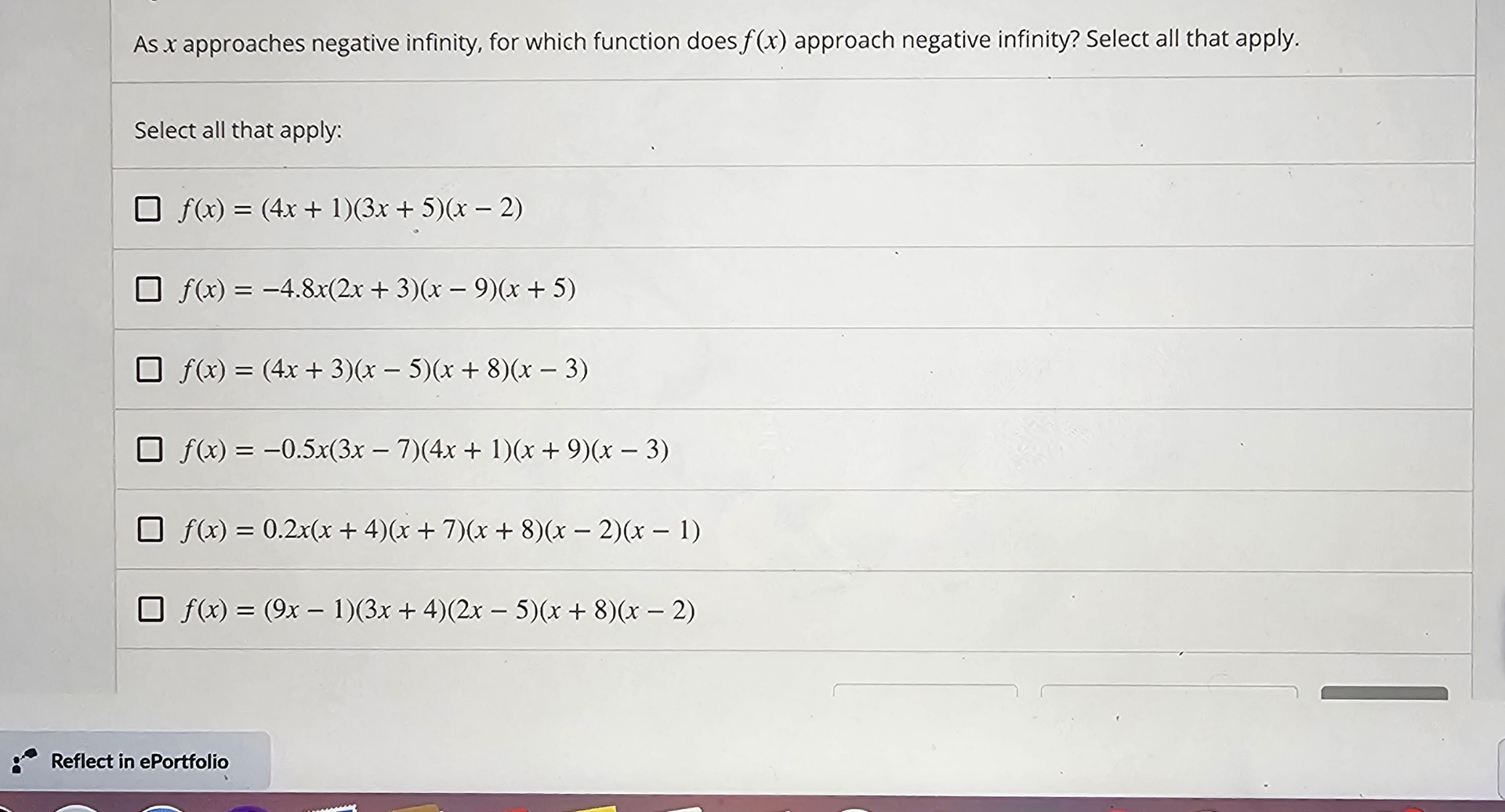 Solved As x ﻿approaches negative infinity, for which | Chegg.com