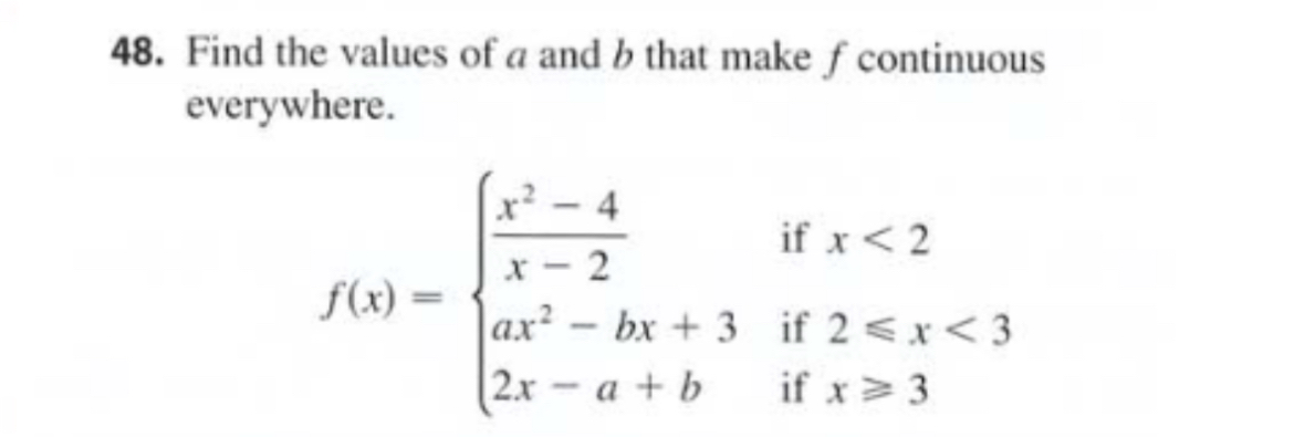 Solved Find the values of a and b ﻿that make f | Chegg.com