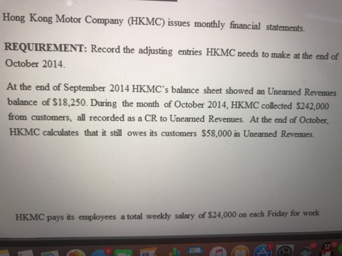 Solved Hong Kong Motor Company (HKMC) issues monthly | Chegg.com
