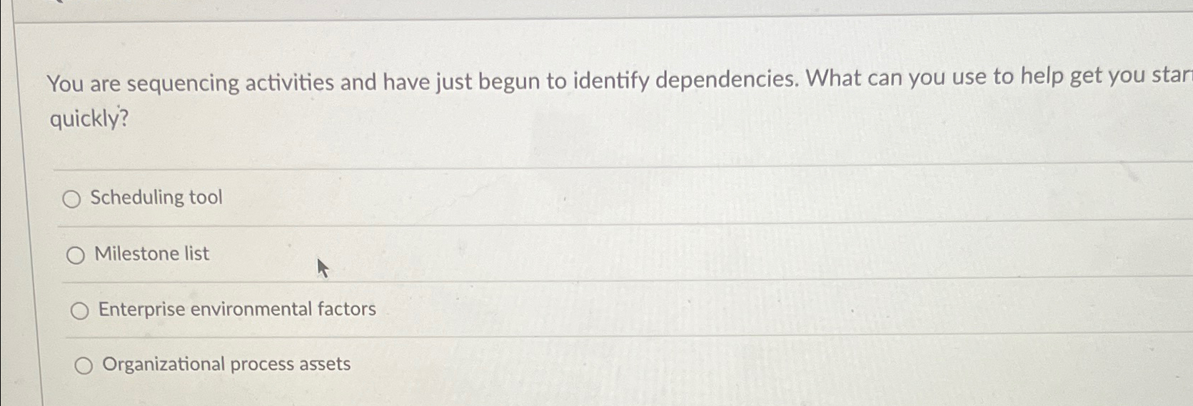 Solved You are sequencing activities and have just begun to | Chegg.com