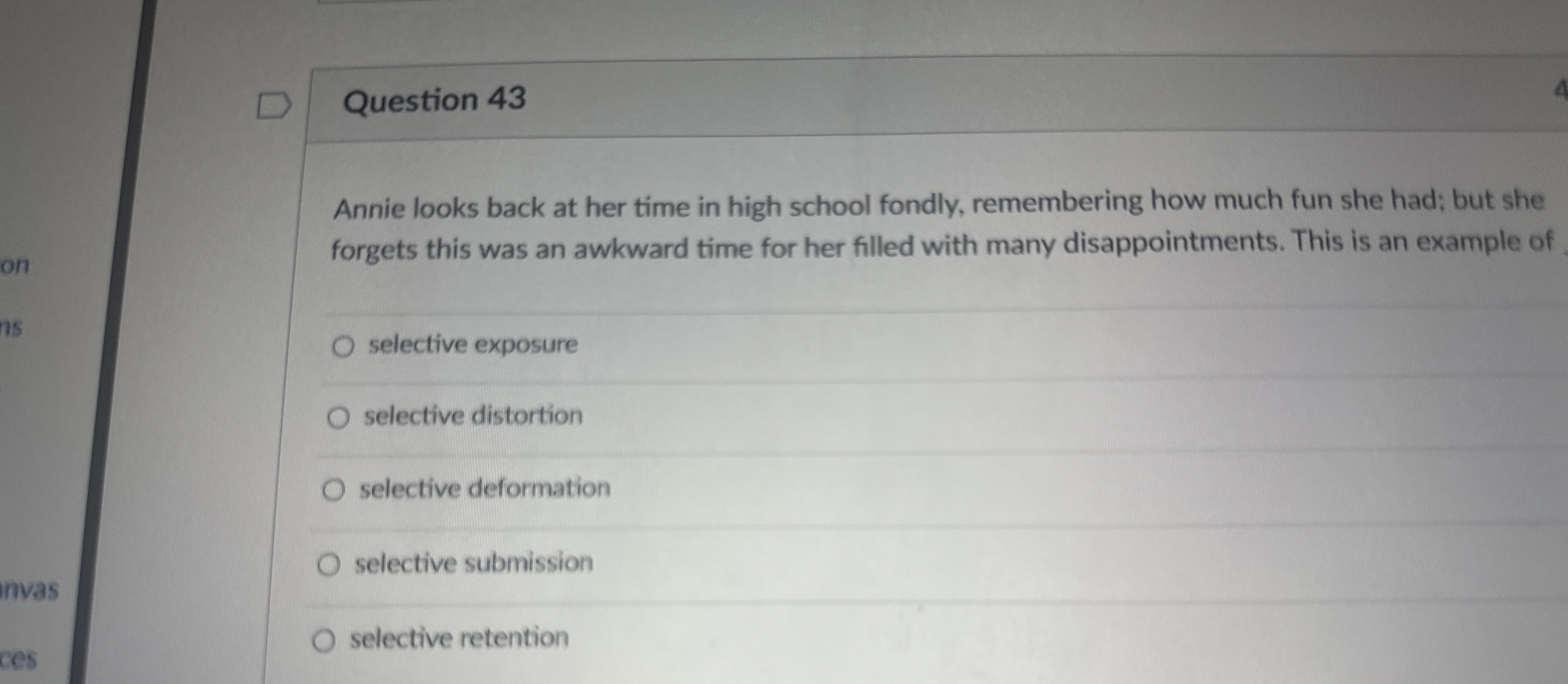 Solved Question 43Annie looks back at her time in high | Chegg.com