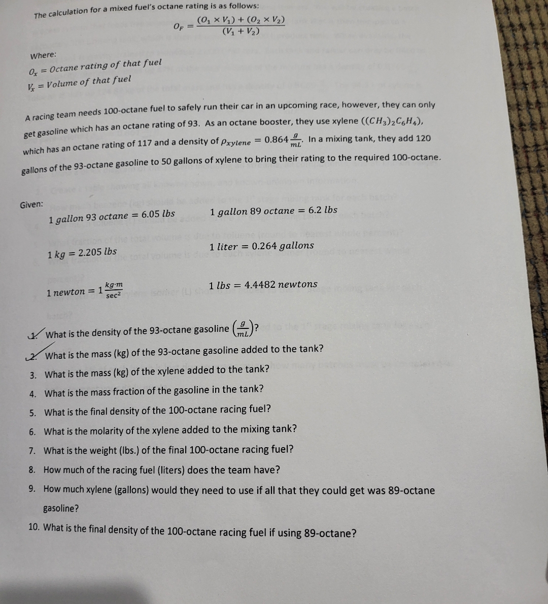 Solved Answer all 10 ﻿partsThe calculation for a mixed | Chegg.com