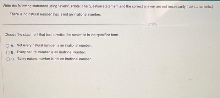 Solved Write the following statement using "every". (Note: | Chegg.com