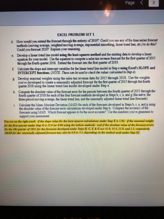EXCEL PROBLEM SET 1 NOTE : In creating spreadsheets, | Chegg.com