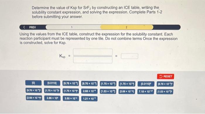 Solved Determine the value of Ksp for SrF2 by constructing | Chegg.com
