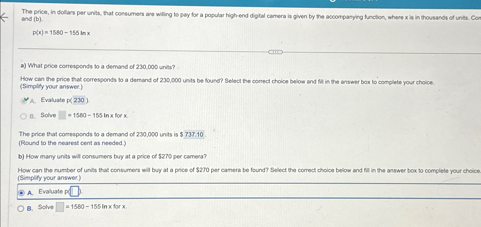 Solved The price, in dollars per units, that consumers are | Chegg.com