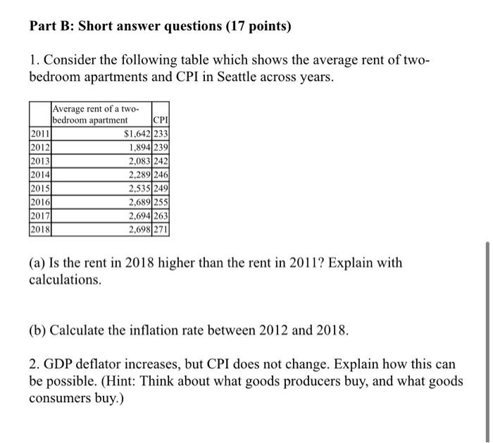Solved Part B: Short answer questions (17 points) 1. | Chegg.com