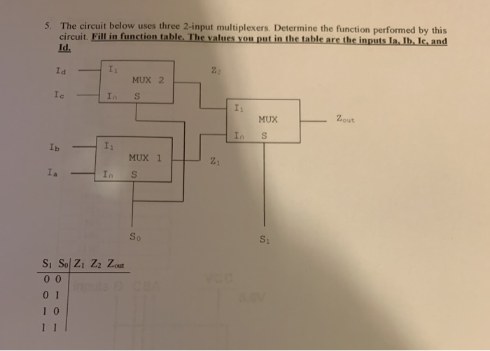 Solved 5 The Circuit Below Uses Three 2 Input Multiplexers