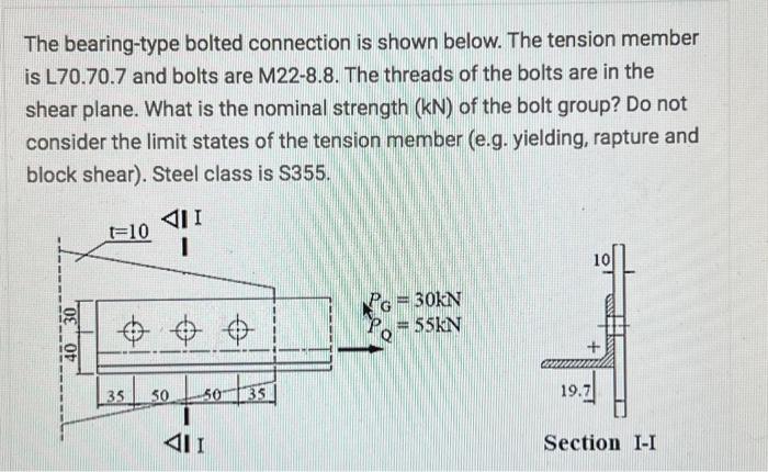 The bearing-type bolted connection is shown below. | Chegg.com