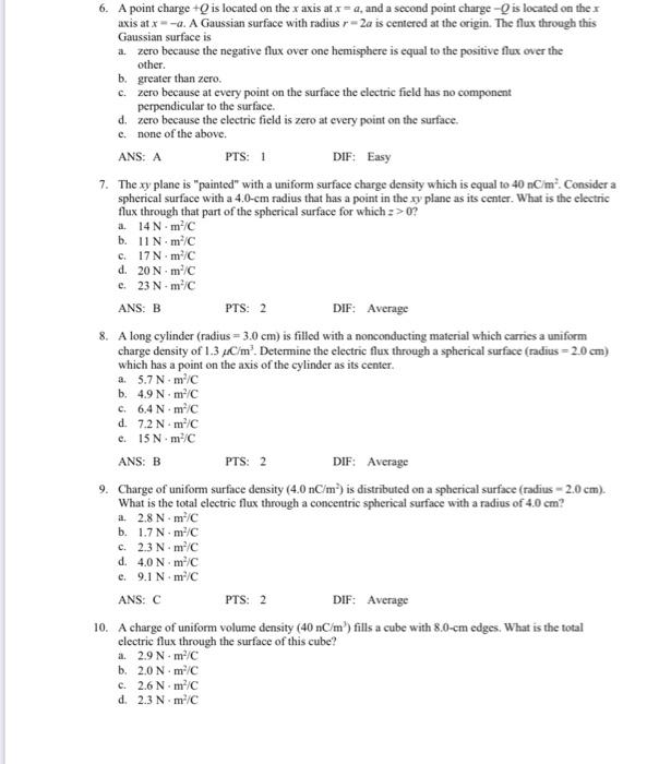 Solved 6. A point charge +Q is located on the x axis at x=a, | Chegg.com