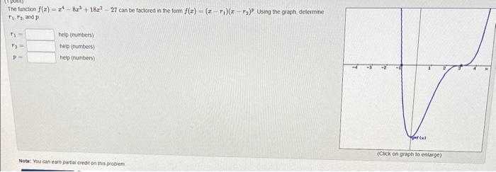 Solved The funcioa f(z)=x4−8x3+18x2−27 can be faclored in | Chegg.com