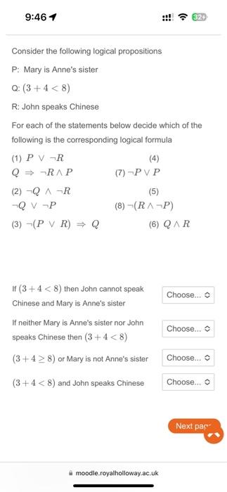 Solved Consider The Following Logical Propositions P Mary