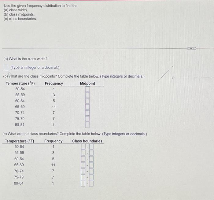 Use the given frequency distribution to find the (a) | Chegg.com