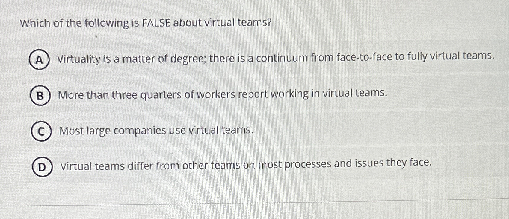 Solved Which of the following is FALSE about virtual | Chegg.com