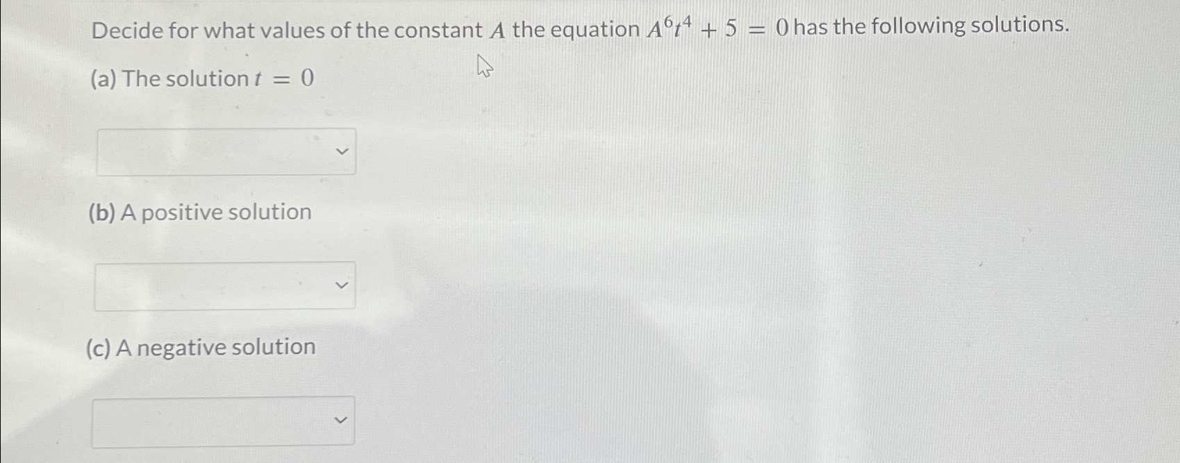 Solved Decide for what values of the constant A the equation | Chegg.com