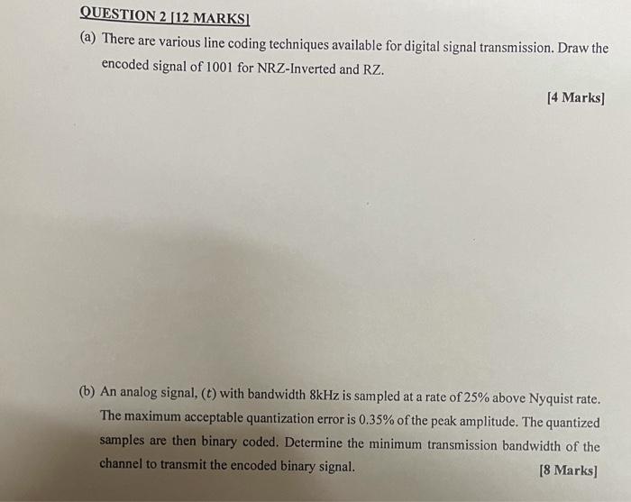 Solved QUESTION 2 [12 MARKSI (a) There are various line | Chegg.com