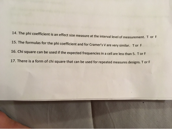 Solved 14. The phi coefficient is an effect size measure at | Chegg.com