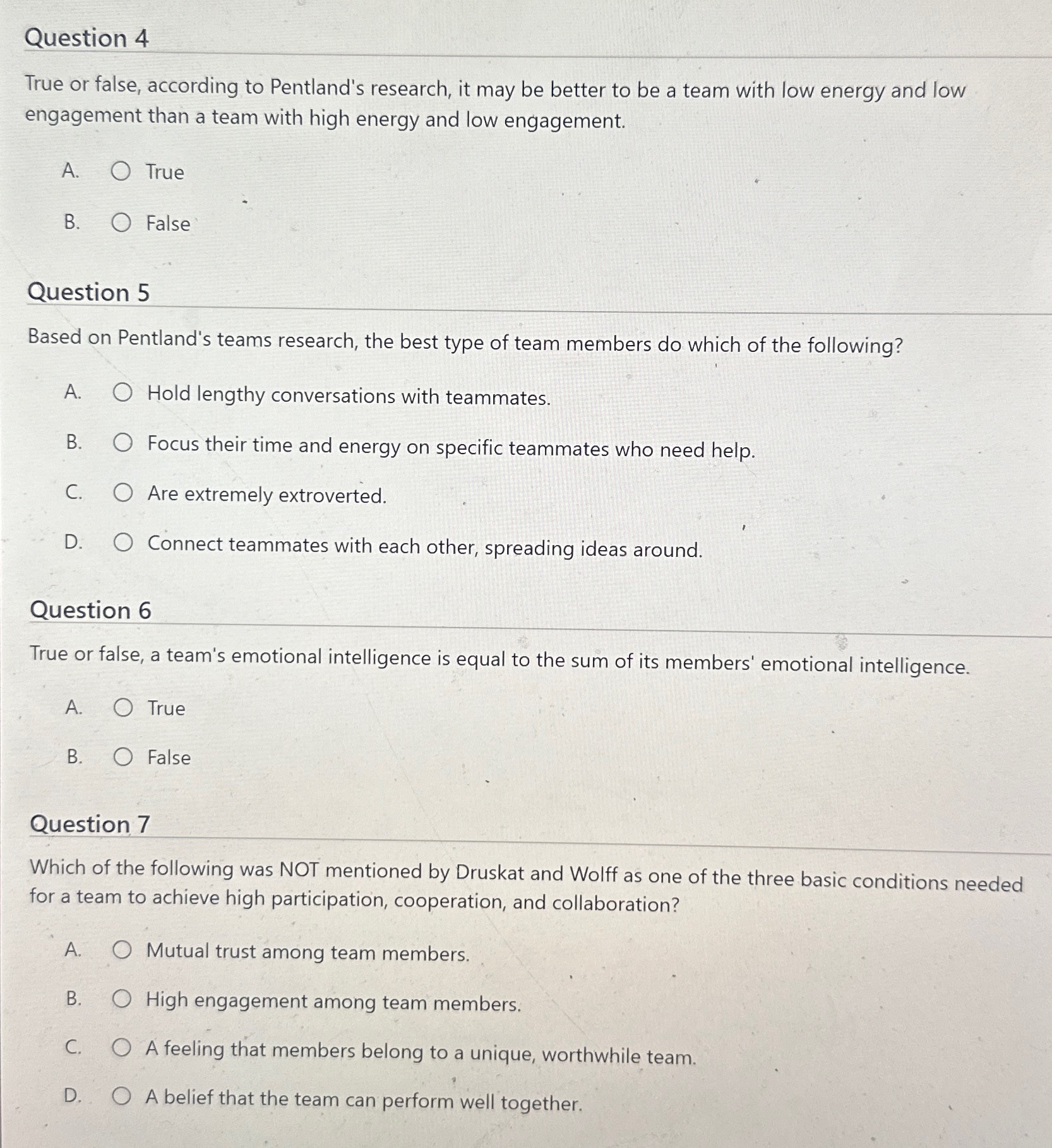 Solved Question 4True or false, according to Pentland's | Chegg.com