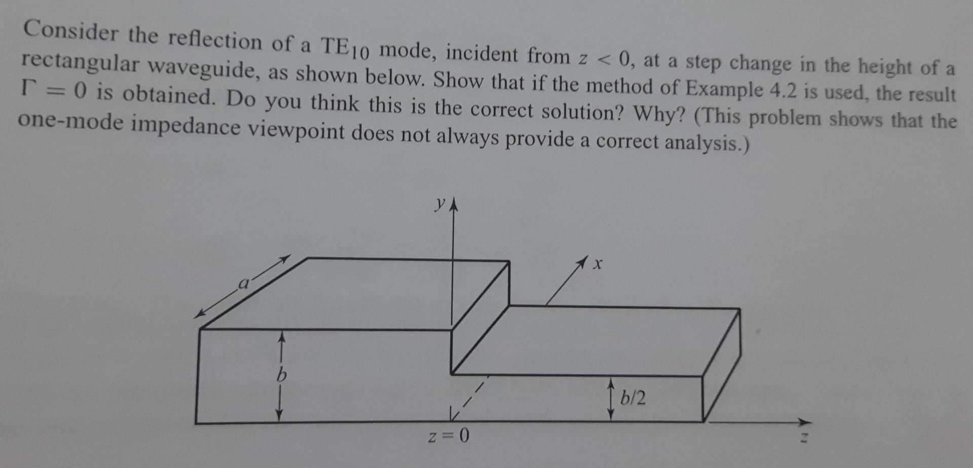 Solved Consider the reflection of a TE10 mode, incident from | Chegg.com