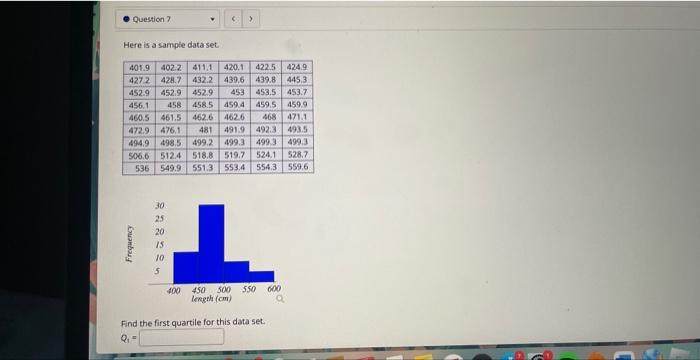 Solved Here Is A Sample Data Set Find The First Quartile 5754