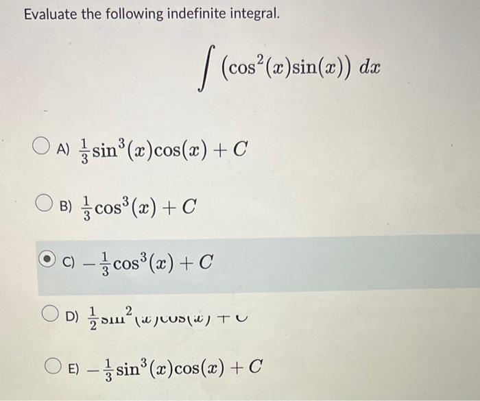 Solved Evaluate the following indefinite integral. | Chegg.com