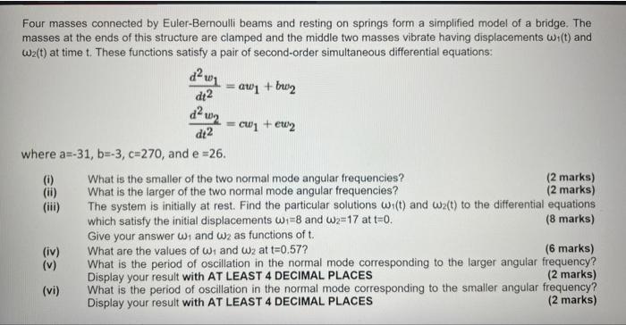 Solved Four masses connected by Euler-Bernoulli beams and | Chegg.com