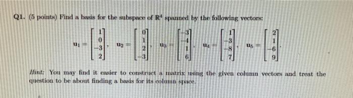 Solved 21. (5 points) Find a basis for the subspace of R4 | Chegg.com