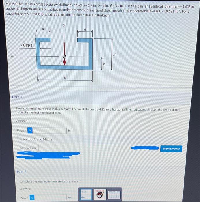 Solved A plastic beam has a cross section with dimensions of | Chegg.com