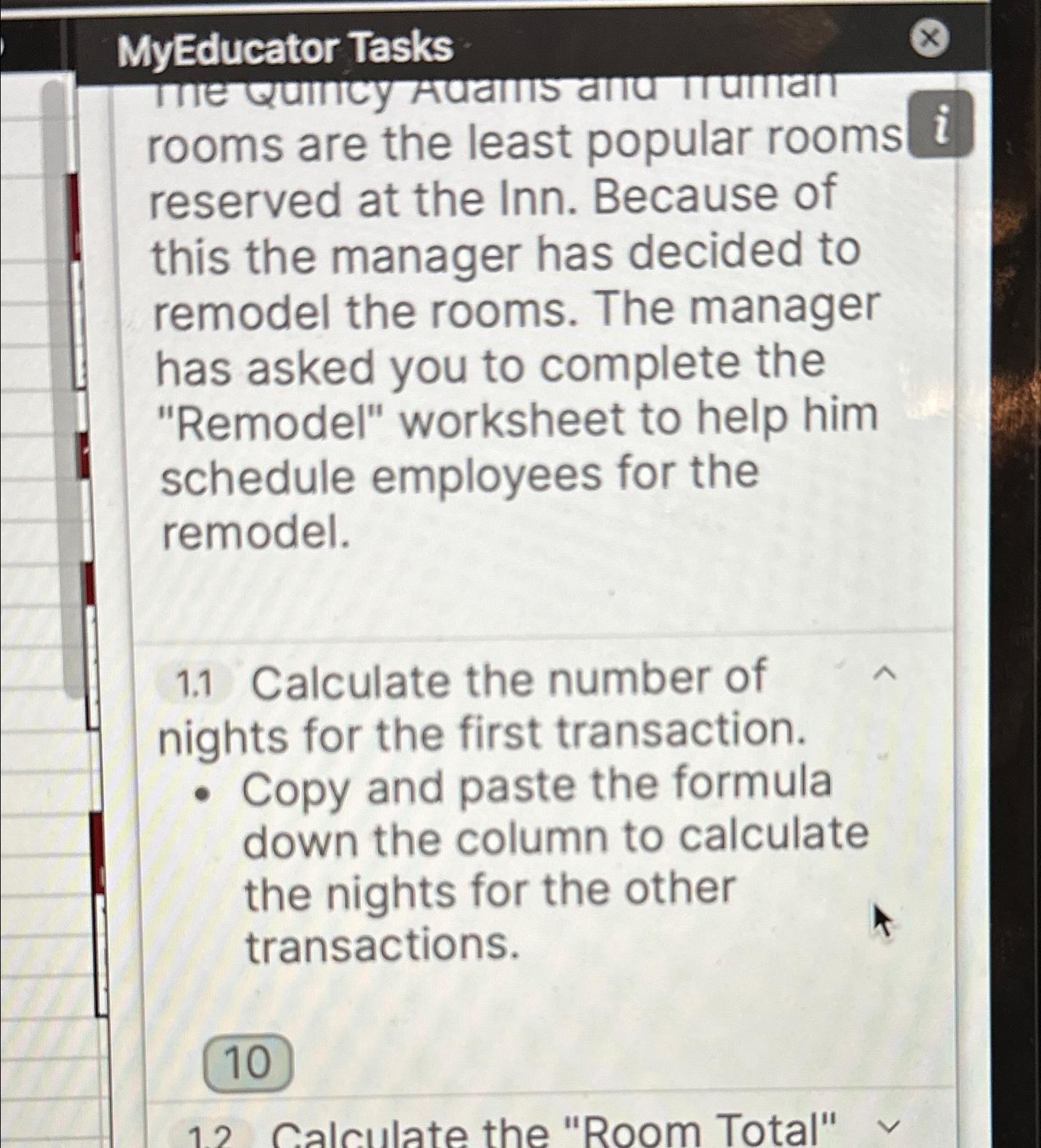 Solved MyEducator Tasks"me Qunicy Auanıs anu Irunran rooms | Chegg.com