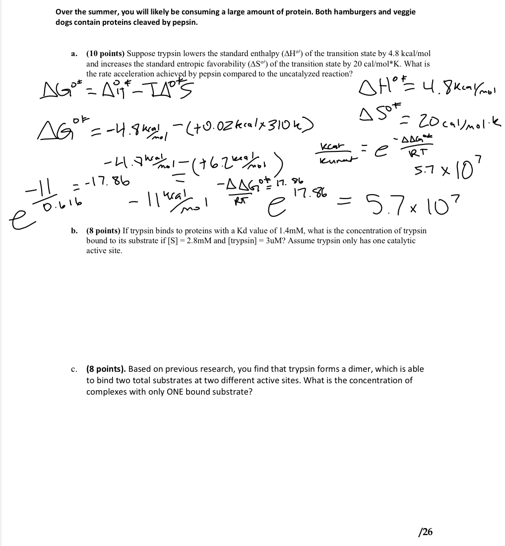 Solved Biochemistry question! Please help with a, ﻿b, ﻿and | Chegg.com