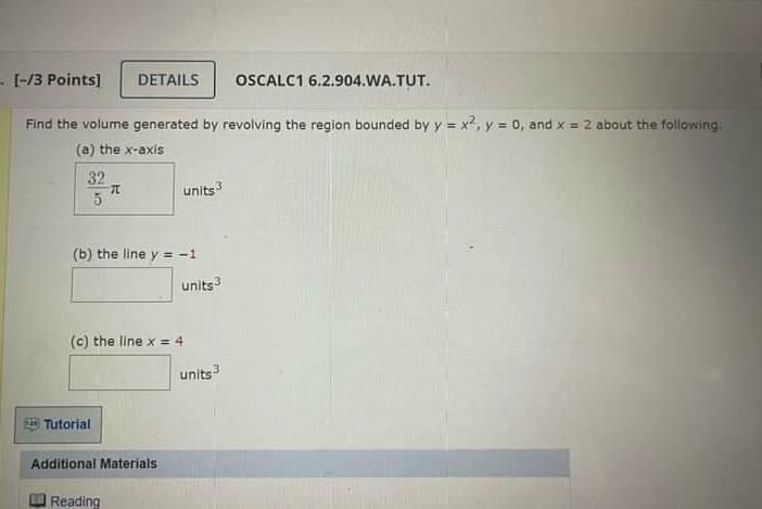 Solved Find the wolume of the aslid ebtsined by rotating the | Chegg.com