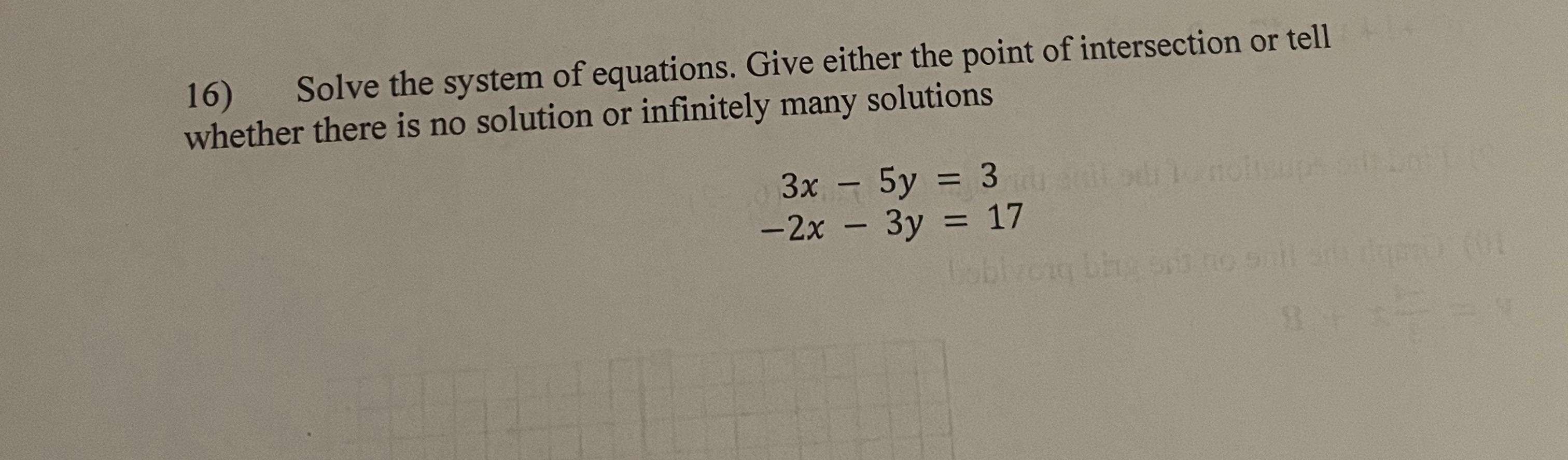 Solved Solve the system of equations. Give either the point | Chegg.com