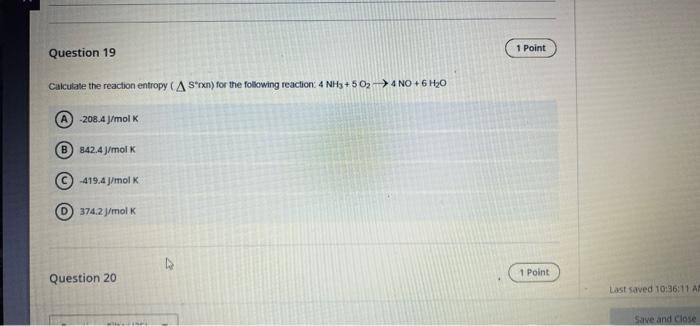 [solved] Question 19 Calculate The Reaction Entropy As Rx