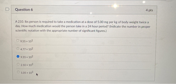 Solved Question 6 4 pts A 210. Ibs person is required to | Chegg.com
