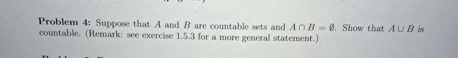 Solved Problem 4: Suppose that A and B ﻿are countable sets | Chegg.com