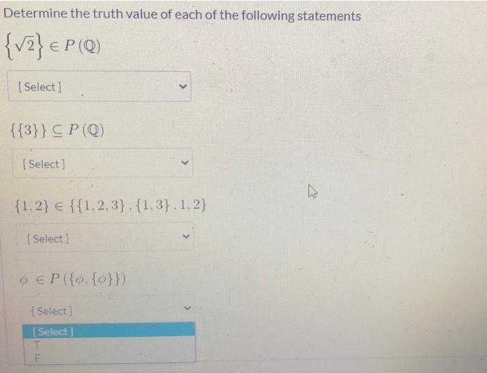 Solved Determine the truth value of each of the following | Chegg.com