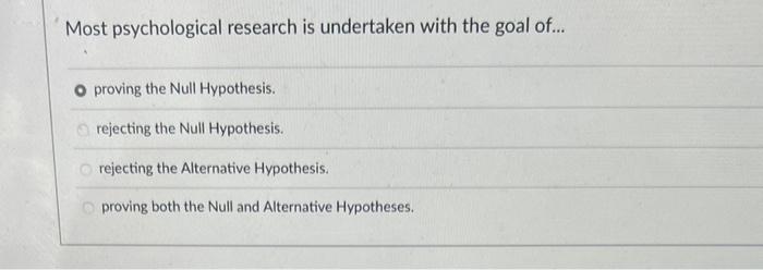 Solved Most psychological research is undertaken with the | Chegg.com