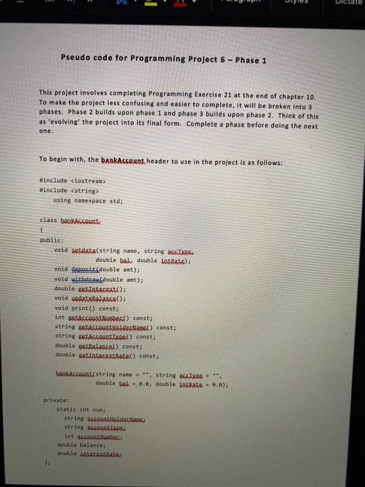 Solved Define the class bankAccount to implement the basic | Chegg.com